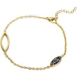 Firetti Damen Armband &raquo;Schmuck Geschenk Edelstahl Armschmuck Armkette Oval Drop&laquo; mit Zirkonia (synth.) schwarz 22cm, Edelstahl