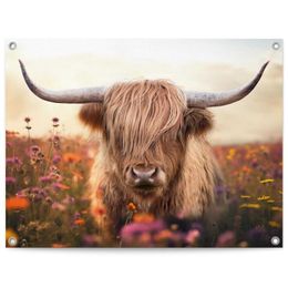 Reinders Poster &raquo;Spring Highlander&laquo; Garten - Schottischer Hochl&auml;nder - Beige - Leinwand - Tiere - 80x60 cm beige B/H/T: 80cm x 60cm x 0,1cm