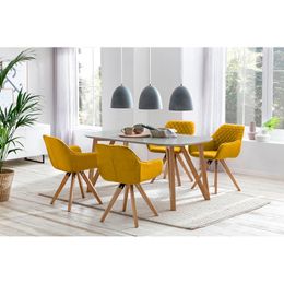 Salesfever Essgruppe &raquo;V&auml;xj&ouml; - Elegant gestaltete Sitzgruppe&laquo; Set, 5 Stk. tlg. bestehend aus 4 modernen Polsterst&uuml;hlen und einem 180 cm breiten Tisch 
