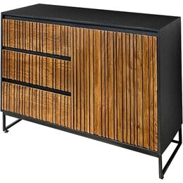 GUTMANN FACTORY Kommode braun Holz teilmassiv B/H/T: 105cm x 75cm x 40cm, 3 Stk., Mango, 1 Stk.