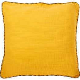 done. Dekokissen &raquo;Nayla&laquo; unifarben, Rei&szlig;verschluss, Kissenh&uuml;le ohne F&uuml;llung, 1 St&uuml;ck gold Baumwolle B/L: 80cm x 80cm, 1 Stk.