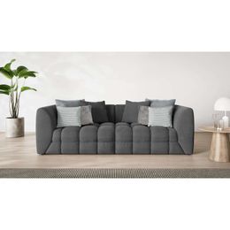 s.Oliver Big-Sofa &raquo;COBBO 3-Sitzer Design-Sofa Bubble-Optik, Ma&szlig;e B/T/H: 259/126/104 cm&laquo; mit vielen Kissen, moderne Steppung und hoher Sitzkomfort grau