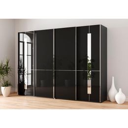 Musterring Schwebet&uuml;renschrank &raquo;Imola W&laquo; inkl. Einlegeb&ouml;den und Kleiderstangen, mit Glast&uuml;ren inkl. Zierspiegel grau Floatglas, Holzwerkstoff B/H/T: 296,3cm x 