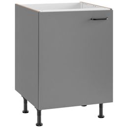 Optifit Sp&uuml;lenschrank &raquo;Elga&laquo; mit Soft-Close-Funktion, h&ouml;henverstellbaren F&uuml;&szlig;en, Breite 60 cm grau Holzwerkstoff basaltgrau, B/H/T: 60cm x 87cm x 