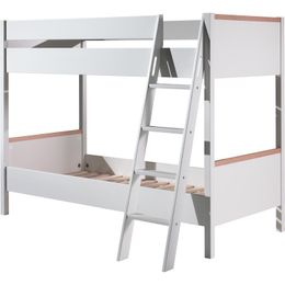 Vipack Etagenbett &raquo;London&laquo; Made in Europe, mit Melamin-Oberfl&auml;che und Rollrost wei&szlig; Liegefl&auml;che B/L: 90cm x 200cm Betth&ouml;he: 20cm, kein H&auml;rtegrad, ohne 