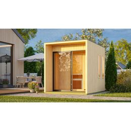 Karibu Saunahaus &raquo;Marie small&laquo; Set schwarz Saunaofen, externe Steuerung, 9 kW