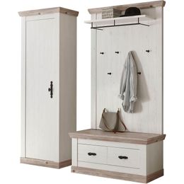 Home Affaire Garderoben-Set &raquo;Florenz, moderne Garderobe, Komplettset im Landhausstil&laquo; 3 Stk. tlg. wei&szlig; Holzwerkstoff B/H/T: 190cmcm, ohne Sitzkissen
