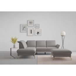 Sit & More sit&more Ecksofa &raquo;Fashion L-Form&laquo; wahlweise mit Kopfteilverstellung, Vorziehsitz, motorisch, Nickelf&uuml;&szlig;e grau B/H/T: 250cm x 84cm x 207cm, Luxus-