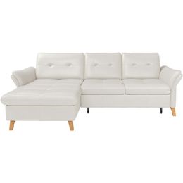 Sit & More sit&more Ecksofa &raquo;G&ouml;teborg&laquo; Sitztiefenverstellung und Federkern, wahlweise mit Bettfunktion wei&szlig; B/H/T: 268cm x 90cm x 176cm, NaturLEDER Stoff, 