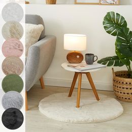 LUXOR living Fellteppich &raquo;Novara&laquo; rund 30 mm H&ouml;he Kunstfell, Kaninchenfell-Haptik, besonders weicher Hochflor beige Kunstfaser &Oslash; 80cm 1 Stk., 30mm, &Oslash; 