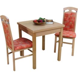 HOFMANN LIVING AND MORE Essgruppe &raquo;3tlg. Tischgruppe&laquo; Spar-Set, 3tlg. Tischgruppe, 3 Stk. tlg. St&uuml;hle montiert bunt 100% Baumwolle B/H/T: 44cm x 94cm 