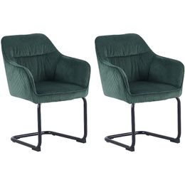 ByLiving Freischwinger &raquo;ELBA&laquo; (Set) 2 Stk.Grob-Cord, 110 kg, 180&deg; drehbar R&uuml;ckholfunktion, Schwingstuhlgestell Metall, Stoff B/H/T: 60cm x 85cm x 60cm