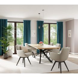 HOMING Vorhang &raquo;Velia&laquo; verdeckte Schlaufen 1 Stk. tlg. Fertigschal blau Polyester 245cm, verdeckte Schlaufen, 245cm
