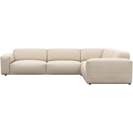 FLEXLUX Ecksofa &raquo;Lucera, super bequem durch hochwertigen Sitzaufbau mit Kaltschaum&laquo; modern & anschmiegsam, L-Form, Designsofa wei&szlig; 100% Echteder B/H/T