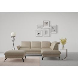 Sit & More sit&more Ecksofa &raquo;Fashion L-Form&laquo; wahlweise mit Kopfteilverstellung und Vorziehsitz, motorisch beige B/H/T: 250cm x 84cm x 207cm, Luxus-Microfasermit 
