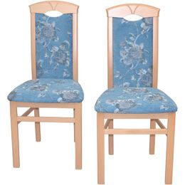 HOFMANN LIVING AND MORE Esszimmerstuhl (Set) 2 Stk. blau Polyester B/H/T: 45cm x 95cm x 49cm, 2 Stk., Polyester Webstoff gemustert