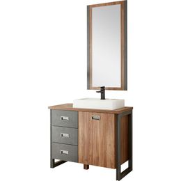 Home Affaire Badm&ouml;bel-Set &raquo;Detroit, Bad im Industrialdesign, 2-teiliges Badezimmer&laquo; Set, 2 Stk. tlg. gelb Einheitsgr&ouml;&szlig;e