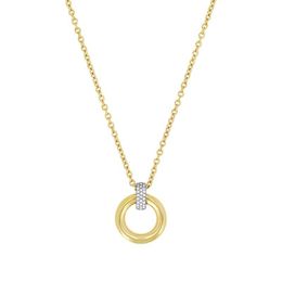 JOOP! Damen JOOP! Kette mit Anh&auml;nger &raquo;Kreis&laquo; mit Zirkonia (synth.) gold Edelstahl, L: 55 B: 0,8mm