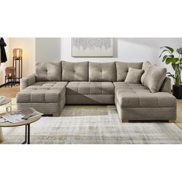 Jockenh&ouml;fer Wohnlandschaft &raquo;Abby U-Form, B: 313 cm&laquo; mit Schlaffunktion, Bettkasten & Zierkissen braun Korpus: 100% Polyester;Kissen: 100% Polyester B/H/T: 313cm, 