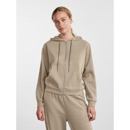 Pieces Damen Pieces Kapuzensweatshirt &raquo;PCCHILLI LS ZIP HOODIE NOOS BC&laquo;, Baumwollmischung, regular fit wei&szlig; XS