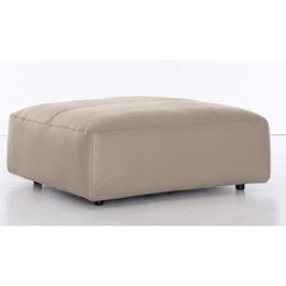 Musterring Hocker &raquo;LUCIA&laquo; beige Flachgewebe VALMONT (60% Baumwolle/40% Leinen);Leder PURO, pigmentiertes Leder;Microfaser CRONA (100% Polyester);Flachgewebe 