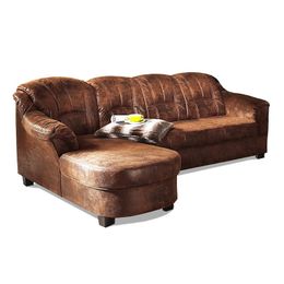 Home Affaire Ecksofa wahlweise mit Bettfunktion, mit Recamiere oder Ottomane braun B/H/T: 242cm x 84cm x 80cm, Microfaser MELROSE , Recamiere links, 