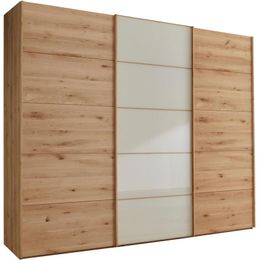 Wiemann Schwebet&uuml;renschrank &raquo;Cardiff&laquo; mit massiven Holzt&uuml;ren und Glas braun Floatglas, Holzwerkstoff B/H/T: 295,2cm x 236cm x 67cm, T&uuml;ren: 3 Stk. 