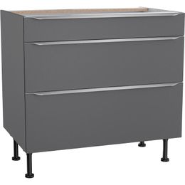 KOCHSTATION Unterschrank &raquo;KS-Aken&laquo; grau anthrazit, B/H/T: 90cm x 87cm x 58,4cm