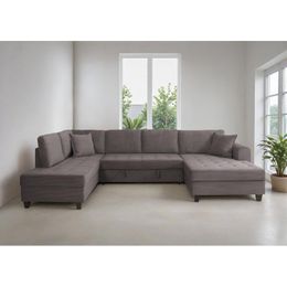 Trends by HG Wohnlandschaft &raquo;Moritz U-Form, B: 324 cm&laquo; mit Schlaffunktion, Bettkasten & Zierkissen 92% Polyester;8% Nylon B/H/T: 324cm x 86cm x 178cm,