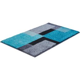 Grund Badematte &raquo;Atala&laquo; H&ouml;he 20 mm rutschhemmend beschichtet fu&szlig;bodenheizungsgeeignet blau Polyacryl rechteckig (60cm x 100cm ), 1 Stk.