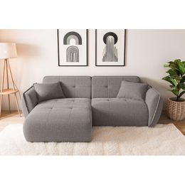 Home Affaire Ecksofa &raquo;MIRELDA L-Form mit Steppungen, Recamiere rechts/links, Breite 253 cm&laquo; Sitztiefe 62 cm, elegant und bequem, 2 Zierkissen, 