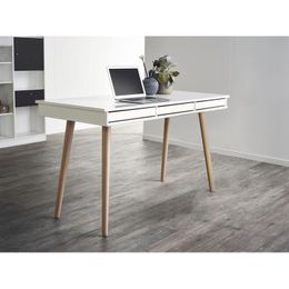 Schreibtisch &raquo;Mistral B&uuml;rotisch, Arbeitstisch, Tisch, Computertisch&laquo; Holzbeinen, B: 137,4 cm, Designm&ouml;bel wei&szlig; B/H/T: 137,4cm x 75cm x 60cm