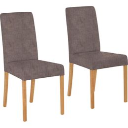 Home Affaire 4-Fu&szlig;stuhl &raquo;Bologna&laquo; (Set) 6 Stk.Gestell aus Massivholz braun Holzwerkstoff, Massivholz B/H/T: 44cm x 91cm x 56cm, 6 Stk., Microfaser