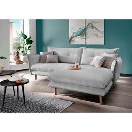 Home Affaire Ecksofa &raquo;Lazio modern und bequem, schmale Armlehnen, tolle Detailverarbeitung&laquo; zwei verschiedene Fu&szlig;farben w&auml;hlbar grau 100% Polyester B/