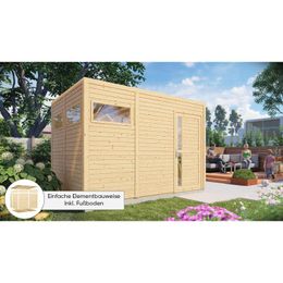Konifera Gartenhaus &raquo;Cubus 3&laquo; Inklusive Fu&szlig;boden beige Massivholz Fu&szlig;boden im Gartenhaus, ohne Dacheindeckung