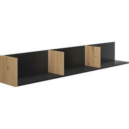 Wandregal &raquo;RAFAEL&laquo; 1 Stk. tlg. 3 Nischen schwarz Holzwerkstoff B/H/T: 160cm x 24cm x 24cm