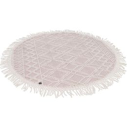 Tom Tailor HOME Teppich &raquo;Colored Macrame&laquo; rund 10 mm H&ouml;he Handweb Teppich, reine Wolle, handgewebt, mit Fransen, Scandi Design rosa Schurwolle B : 0cm