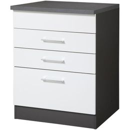 KOCHSTATION Kochfeldumbauschrank &raquo;KS-Paris&laquo; Breite 60 cm wei&szlig; Holzwerkstoff B/H/T: 60cm x 85cm x 60cm, Schubladen: 1 Stk.