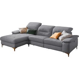 Home Affaire Ecksofa &raquo;Basel L-Form&laquo; mit vollmotorischer Relaxfunktion und motorischer Recamiere grau Luxus-Mikrofaser Lederoptik: 100% Polyester, ;