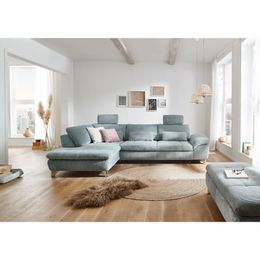 Die PlanBar Ecksofa &raquo;Ottomane MP-IN14007 L-Form, Breite 306 cm&laquo; wahlweise mit Schlaffunktion und verstellbaren Kopfst&uuml;tzen 100% Polyester B/H/T: 306cm