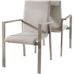 Destiny Gartensessel &raquo;TORINO&laquo; Set, 2 Stk. tlg. Aluminium, Olefin, stapelbar grau Obermaterial: 100% Elastolefin. Futter: 100% Polyurethan B/H/T: 56cm x 90cm x