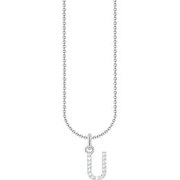 Thomas Sabo Damen Thomas Sabo Kette mit Anh&auml;nger &raquo;Buchstabe&laquo; mit Zirkonia (synth.) bunt 45, U, Silber 925 (recycelt)