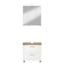 Welltime Badm&ouml;bel-Set &raquo;"Trento", Badezimmer-Set, Waschbeckenunterschrank, Spiegelschrank&laquo; 2 Stk. tlg. wei&szlig; Holzwerkstoff, MDF B/H/T: 60cmcm x 200cmcm 