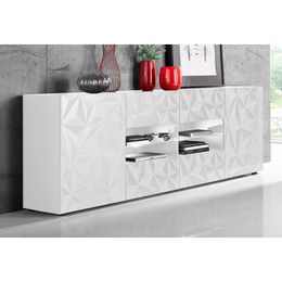 Home Affaire Sideboard &raquo;Prisma Breite 241, Kommode 2 T&uuml;ren, 4 Schubk&auml;sten, Anrichte&laquo; Front mit elegantem Siebdruck, grifflos, viel Stauraum wei&szlig; 