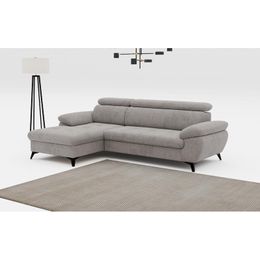 COTTA Ecksofa &raquo;Hudson L-Form, B: 261 cm, mit Kopfteilverstellung, Wellenunterfederung&laquo; optional mit Schlaffunktion und XL Bettkasten, Liegefl&auml;che 