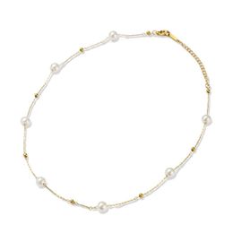 Firetti Damen Perlenkette &raquo;Schmuck Geschenk Edelstahl Halsschmuck Halskette&laquo; Made in Germany - mit Perle (imitiert) Edelstahl Perlen, L: 45 B: 7mm