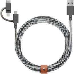 Native Union Smartphone-Kabel &raquo;G&uuml;rtelkabel Universal&laquo; Lightning Micro-USB USB Typ A USB-C 200 cm schwarz-wei&szlig; Entscheiden Sie sich f&uuml;r Qualit&auml;t &ndash; 