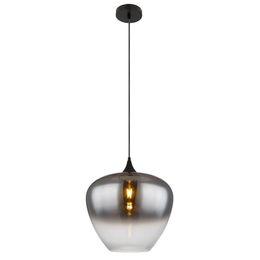 Globo LIGHTING H&auml;ngeleuchte &raquo;MAXY&laquo; E27 1 Stk. H&auml;ngelampe Glas rauchfarben klar verlaufend Esszimmer Esstisch silber &Oslash; 40cm H: 120cm, 1 Stk.