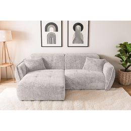Home Affaire Ecksofa &raquo;MIRELDA L-Form mit Steppungen, Recamiere rechts/links, Breite 253 cm&laquo; Sitztiefe 62 cm, elegant und bequem, 2 Zierkissen, 