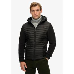 Superdry Herren Steppjacke &raquo;HOOD STORM FLEECE HYBRID JKT&laquo; mit Kapuze Slim Fit, mit Rei&szlig;verschluss, aus Polyester schwarz L